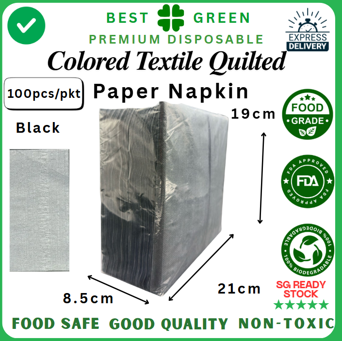 Disposable Textile Quilted Napkin Black - Premium Soft Touch ...