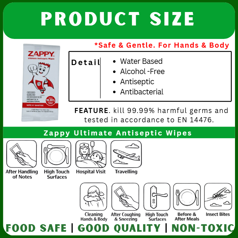 Zappy Ultimate Antiseptic Wipes | [1 Ctn] – Bestgreen Pte Ltd